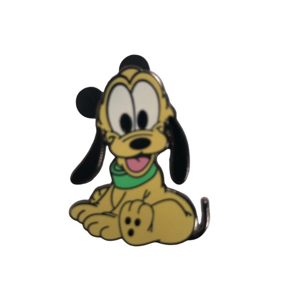 Disney | Jewelry | Baby Pluto Puppy Sitting Green Collar Lapel Pin Dog Disney Disneyland Trading ...